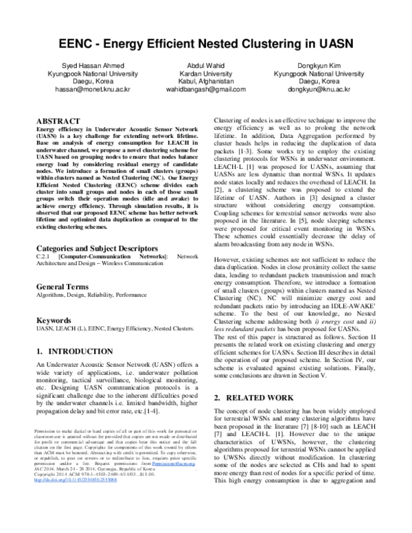 Pdf Eenc Energy Efficient Nested Clustering In Uasn