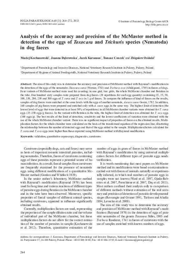 (PDF) Analysis of the accuracy and precision of the McMaster method in ...