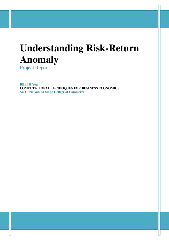 (PDF) Understanding Risk Return Anomaly