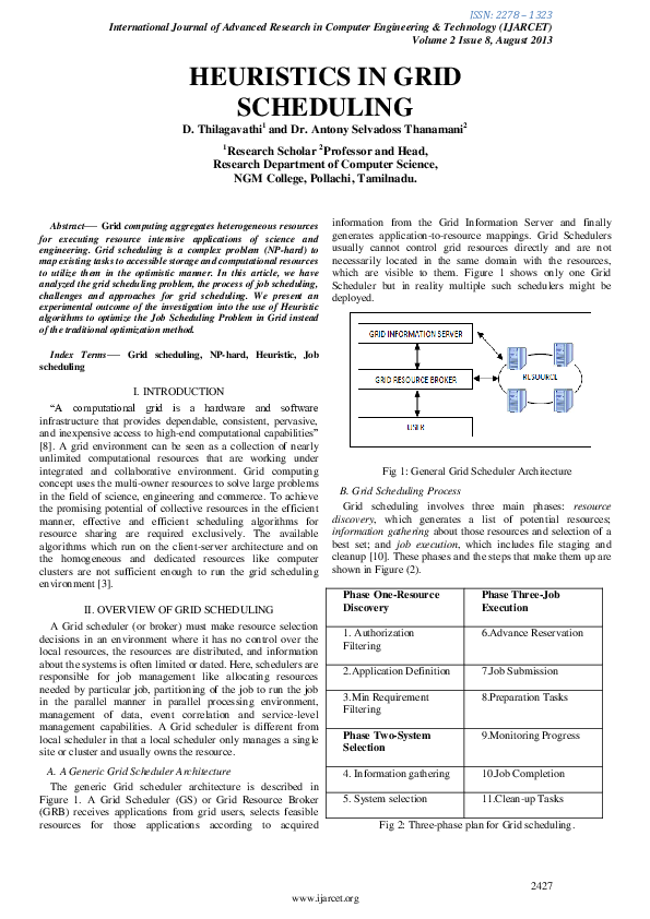 Pdf Heuristics In Grid Scheduling Thilagavathi Jayamurugan