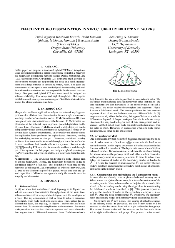 Pdf Efficient Video Dissemination In Structured Hybrid P2p Networks