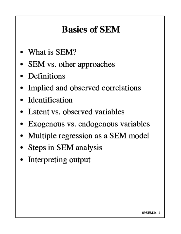 (PDF) Basics of SEM