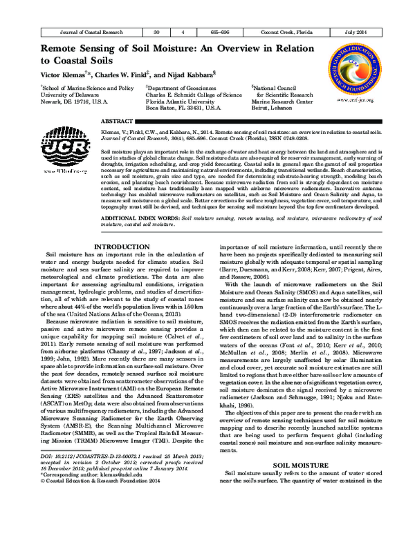 (PDF) Remote Sensing of Soil Moisture
