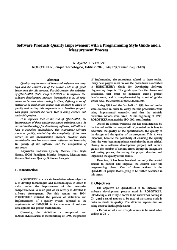 (PDF) Software Products Quality Improvement with a Programming Style ...