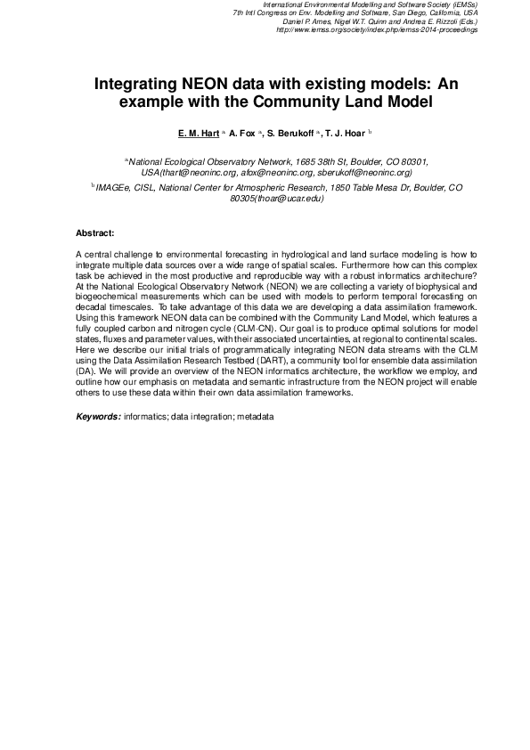 (PDF) Integrating NEON data with existing models: An example with the ...