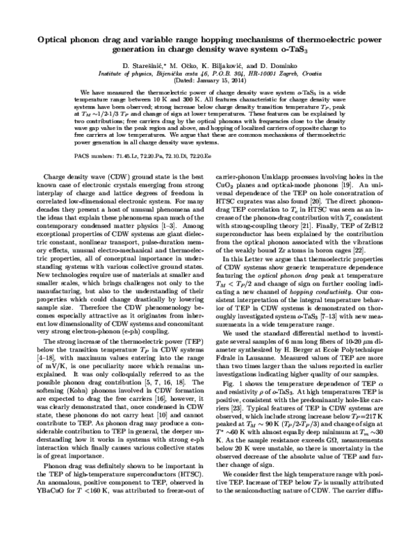 PDF Optical Phonon Drag And Variable Range Hopping Mechanisms Of PDF Optical Phonon Drag And Variable Range Hopping Mechanisms Of