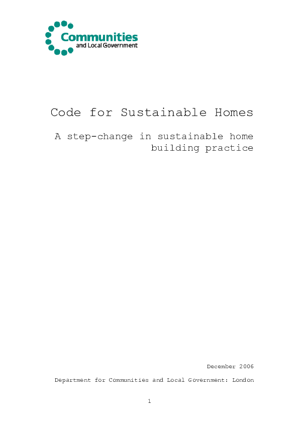 (DOC) Code for Sustainable Homes A step-change in sustainable home ...