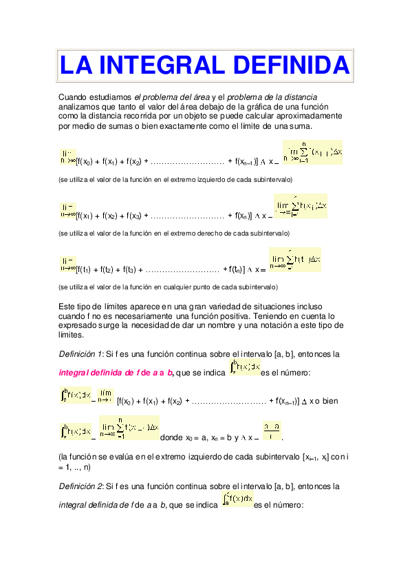 (PDF) LA INTEGRAL DEFINIDA