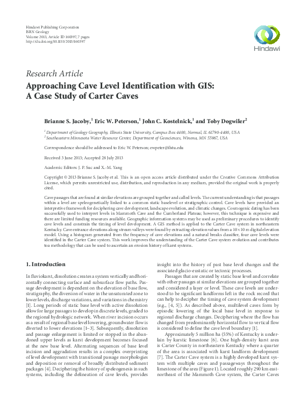 (PDF) Approaching Cave Level Identification with GIS: A Case Study of ...