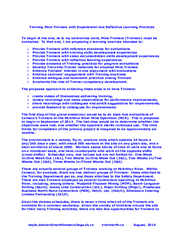 (PDF) Training Mine Trainers with Experiential and Reflective Learning ...
