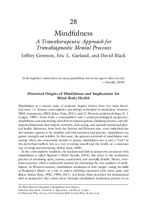 (PDF) Mindfulness: A Transtherapeutic Approach for Transdiagnostic ...
