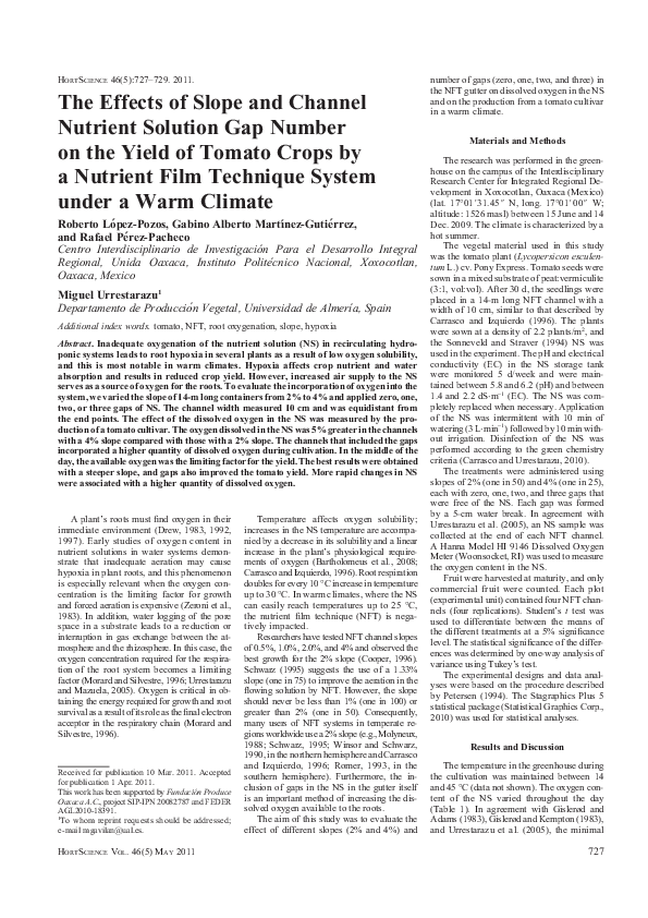 (PDF) The Effects of Slope and Channel Nutrient Solution Gap Number on ...