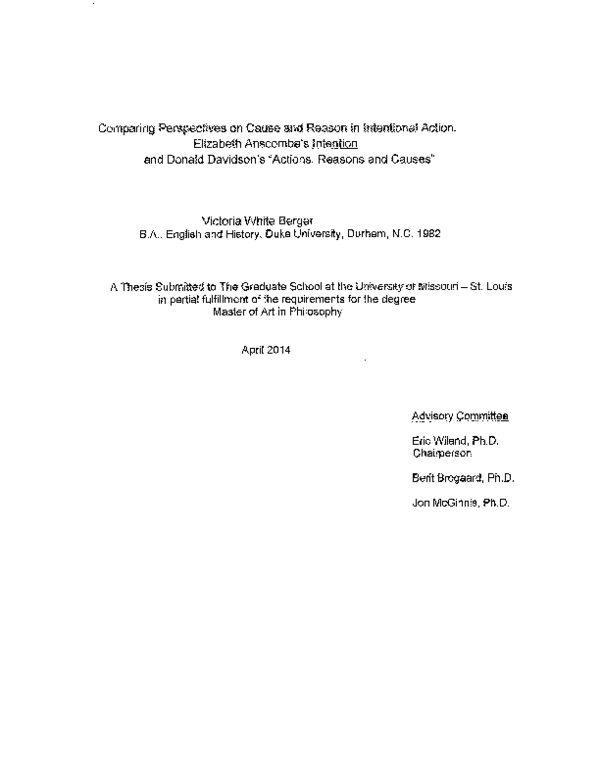 (PDF) Comparing Perspectives on Cause and Reason in Intentional Action ...