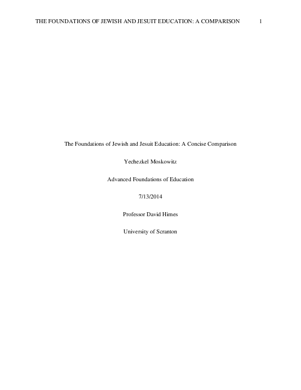 (DOC) The Foundations of Jewish and Jesuit Education: A Concise Comparison