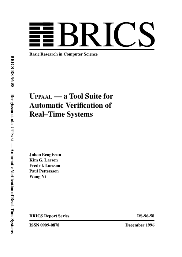 (PDF) UPPAAL - a Tool Suite for Automatic Verification of Real-Time Systems