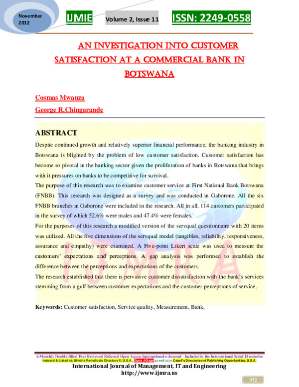 (PDF) An Investigation into Customer