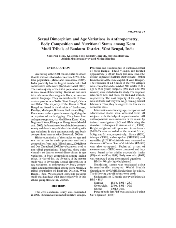 (PDF) Sexual Dimorphism and Age Variations in Anthropometry,Body ...