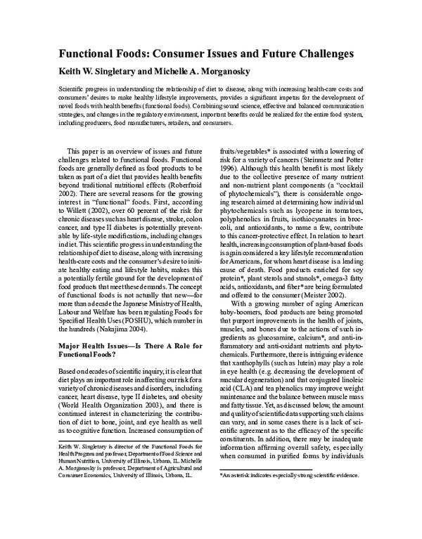 (PDF) Functional Foods: Consumer Issues and Future Challenges