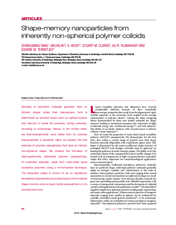 (PDF) Shape-memory nanoparticles from inherently non-spherical polymer ...
