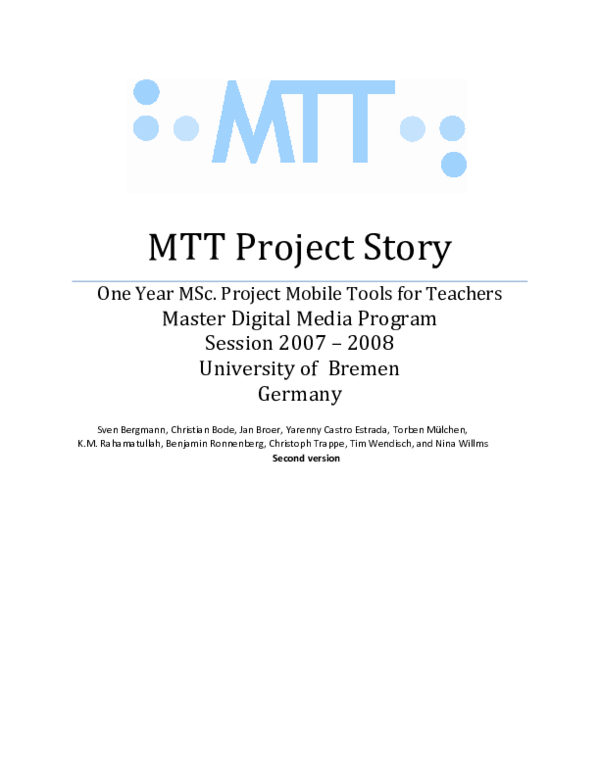 (PDF) MTT Project Story