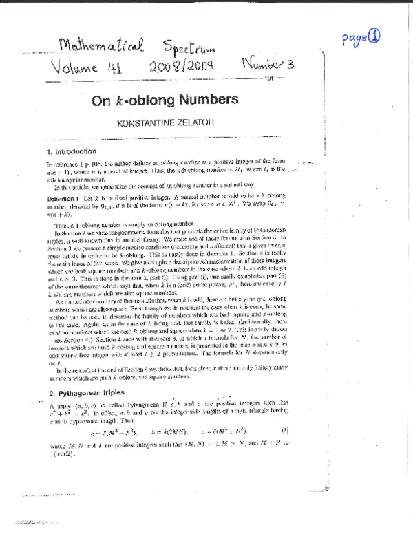 (PDF) On k-oblong numbers