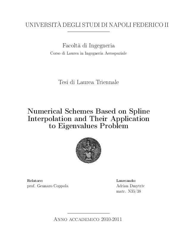 (PDF) Numerical Schemes Based on Spline Interpolation and Their Application to Eigenvalues ...