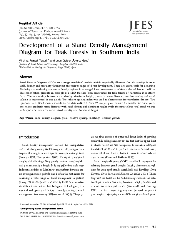 (PDF) Development of a Stand Density Management Diagram for Teak ...