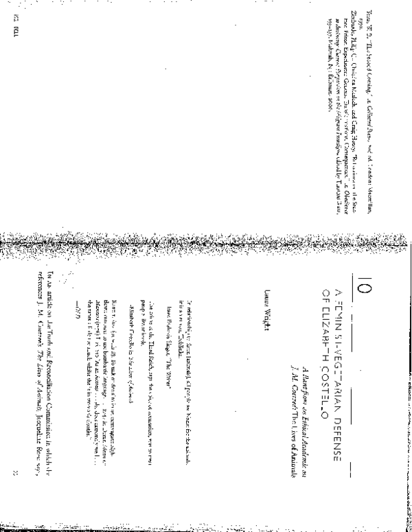 (PDF) "A Feminist Vegetarian Defense of Elizabeth Costello" in J. M ...