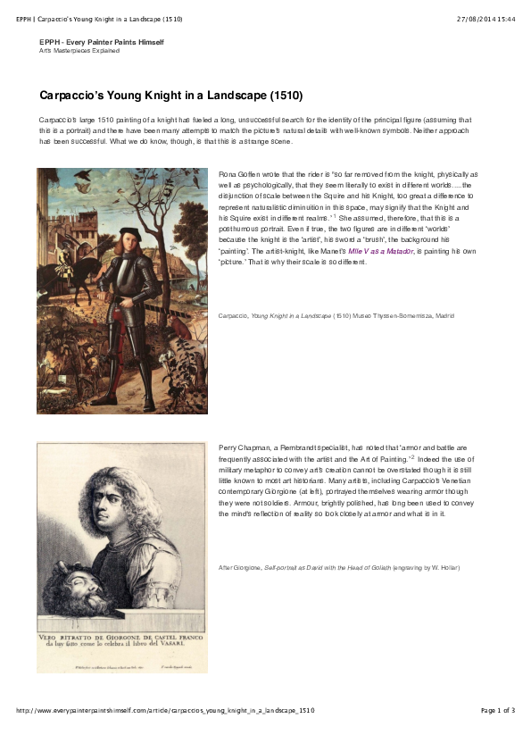 (PDF) Carpaccio’s Young Knight in a Landscape (1510)