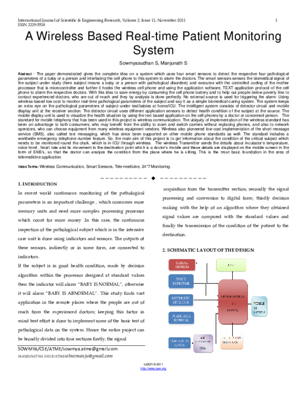 (PDF) A Wireless Based Real-time Patient Monitoring System