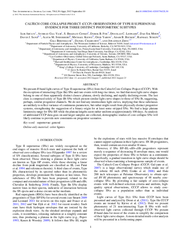 (PDF) CALTECH CORE-COLLAPSE PROJECT (CCCP) OBSERVATIONS OF TYPE II ...
