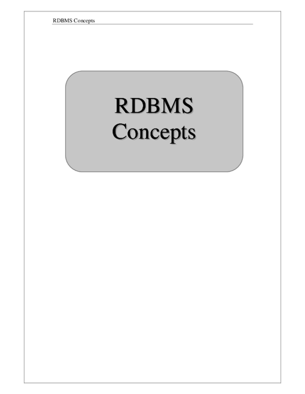 (PDF) RDBMS Concepts