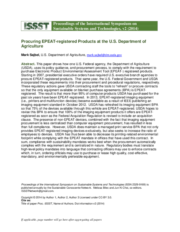 (PDF) Procuring EPEAT-registered Products at the U.S. Department of ...
