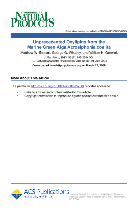 (PDF) unprecedented oxylipins from the marine green alga Acrosiphonia ...