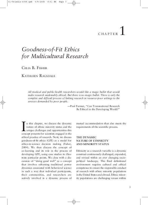 (PDF) Goodness-of-Fit Ethics for Multicultural Research