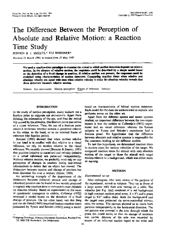 (PDF) The difference between the perception of absolute and relative ...