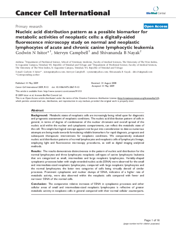 (PDF) Nucleic acid distribution pattern as a possible biomarker for ...