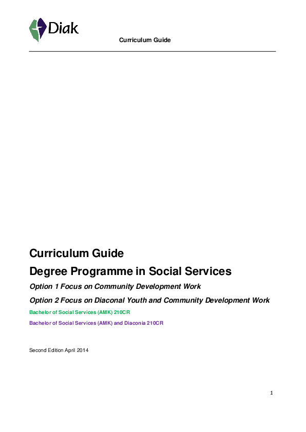 (PDF) Curriculum Guide 1 Curriculum Guide Degree Programme in Social ...
