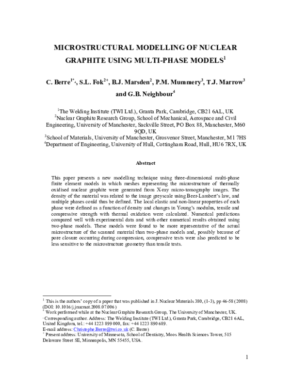 (PDF) Microstructural modelling of nuclear graphite using multi-phase ...