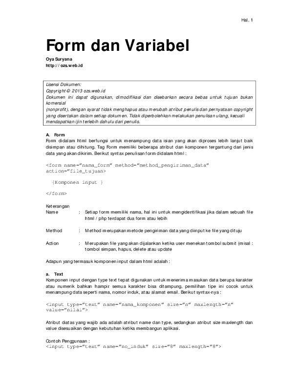 (PDF) Form dan Variabel