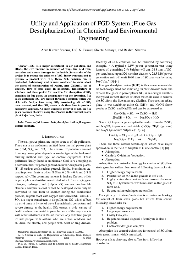 (PDF) Utility and Application of FGD System (Flue Gas Desulphurization ...