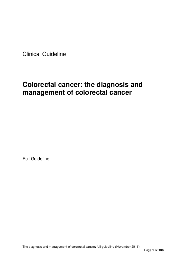 (PDF) Colorectal cancer: the diagnosis and management of colorectal ...