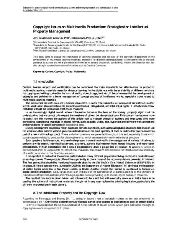 (PDF) Copyright Issues on Multimedia Production: Strategies for ...