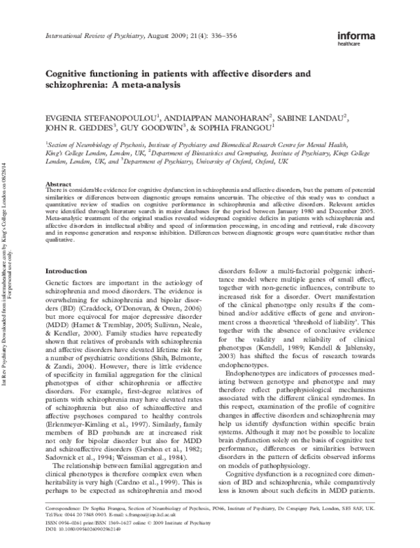 (PDF) Cognitive functioning in patients with affective disorders and ...
