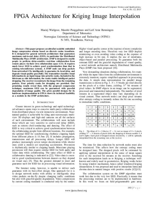 Pdf Fpga Architecture For Kriging Image Interpolation Grace Panggabean