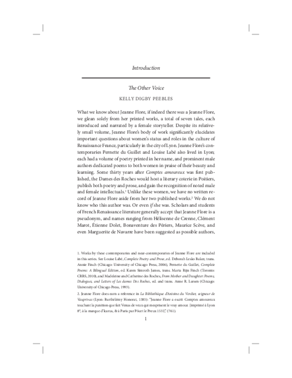 (PDF) Jeanne Flore, Tales and Trials of Love. A Bilingual Edition and ...