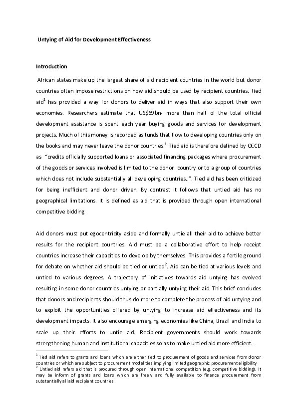 (PDF) Untying of Aid for development Effectiveness