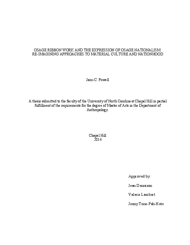 (PDF) OSAGE RIBBON WORK AND THE EXPRESSION OF OSAGE NATIONALISM: RE ...