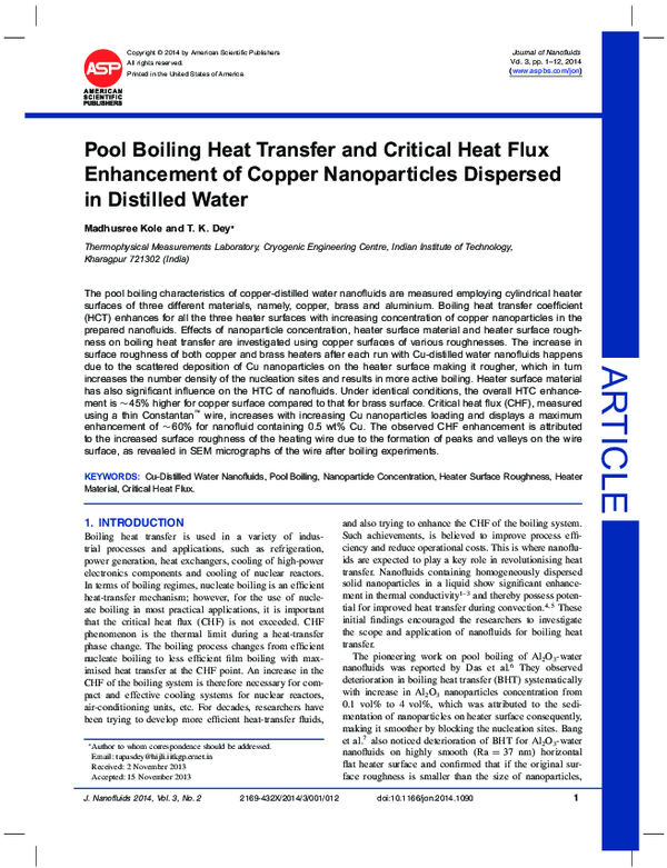 (PDF) Pool boiling heat transfer and critical heat flux enhancement of ...