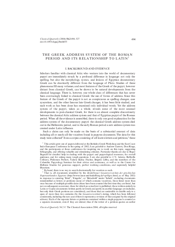 (PDF) The Greek Address System of the Roman Period and its Relationship ...